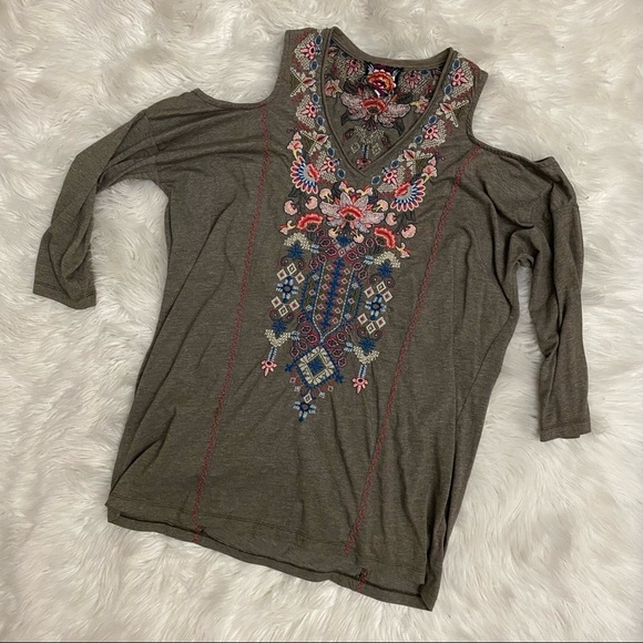 Johnny Was | Tops | Johnny Was Cold Shoulder Embroidered Top | Poshmark